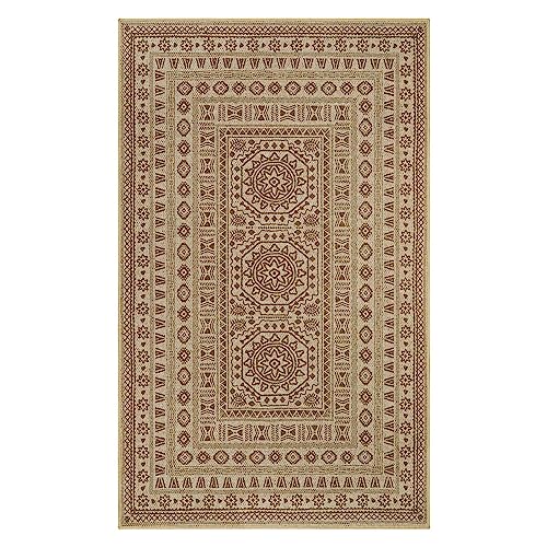 Lahome Mandala Easy Jute Rug - 3 x 5 Farmhouse Sisal Rugs for Bedroom Ultra-Thin Natural Rugs Non Slip Washable Front Door Mat Small Carpet for Entryway Patio Living Room Kitchen (3'x 5',Beige)