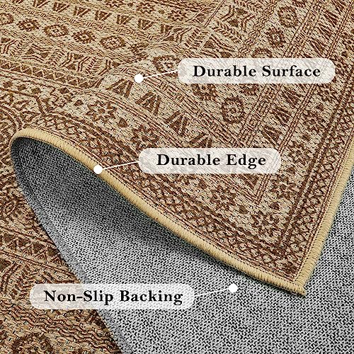 Lahome Mandala Easy Jute Rug - 3 x 5 Farmhouse Sisal Rugs for Bedroom Ultra-Thin Natural Rugs Non Slip Washable Front Door Mat Small Carpet for Entryway Patio Living Room Kitchen (3'x 5',Beige)