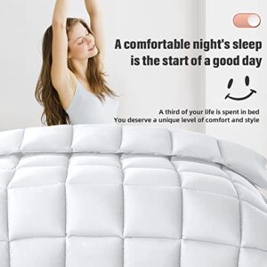 Soft Comforter Queen Size-Lightweight Down Alternative Comforter Duvet Insert with 8 Corner Tabs-Fluffy Breathable Box Stitched Reversible Comforter(White, Queen)