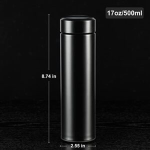 PARACITY Insulated Water Bottle, 17 oz Stainless Steel Water Bottles, Double Wall Vacuum Hot Drinks Thermos, Metal Water Bottle Keeps Hot for 12 Hrs, Cold for 24 Hrs, for Coffee, Tea