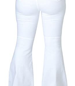 CuteCherry Women Bell Bottom Jeans Ripped White Skinny Flared Jean Bell Bottom Pants