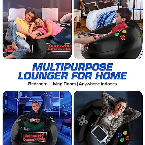 The Gamer's Chair - Inflatable Video Gaming Chair for Kids & Teens - Perfect Game Room Decor - Cool Blow Up Bean Bag Style Air Filled - Indoor Furniture Bedroom Lounge Floor Chair Cheap