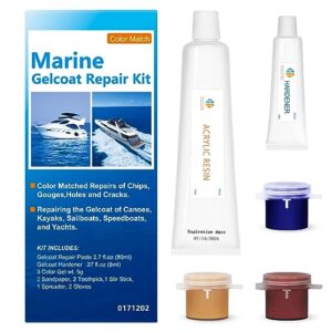 gel coat repair kit for boats (color match), fiberglass boat repair kit,marine fiberglass repair kit,premium marine gelcoat epoxy filler,repair chips cracks pits holes for gelcoat porcelain fiberglass