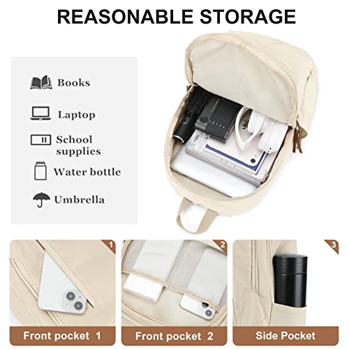 WEPOET Cute White Bookbag For Teens Girls,Aesthetic Middle School Back pack Boys,Casual College backpack for women,Classic School Bag Men,Kawaii Student Backpack For School