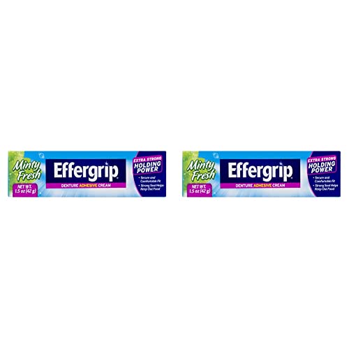 Effergrip Denture Adhesive Cream, Extra Strong Holding Power, 1.5 oz (Pack of 2)