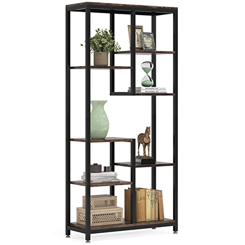 LITTLE TREE 6-Tier Tall Bookshelf Industrial Bookcase for Living Room Home Office