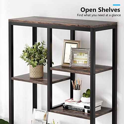 LITTLE TREE 6-Tier Tall Bookshelf Industrial Bookcase for Living Room Home Office