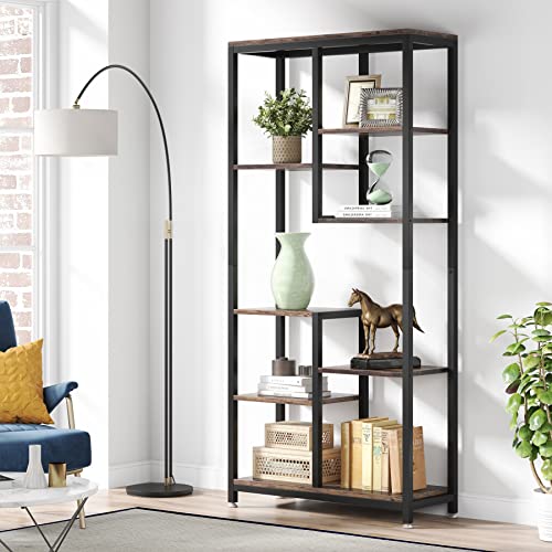 LITTLE TREE 6-Tier Tall Bookshelf Industrial Bookcase for Living Room Home Office