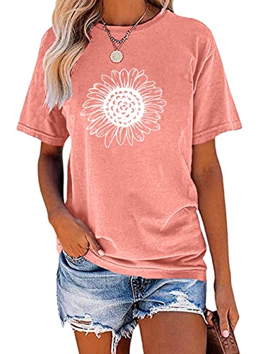 EADINVE Shirt for Women Sunflower Graphic Tees Short Sleeve Casual Crewneck T Shirts Tops Summer Blouse