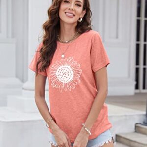 EADINVE Shirt for Women Sunflower Graphic Tees Short Sleeve Casual Crewneck T Shirts Tops Summer Blouse