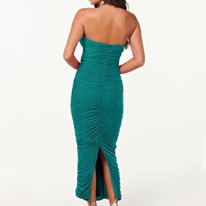 ANRABESS Women Ruched Bodycon Dress 2023 Summer Sexy Strapless Sleeveless Slit Party Cocktail Club Night Dresses Elagant Wedding Guest Evening Graduation Prom Dress 883huqing-M Lake Green