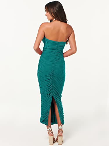 ANRABESS Women Ruched Bodycon Dress 2023 Summer Sexy Strapless Sleeveless Slit Party Cocktail Club Night Dresses Elagant Wedding Guest Evening Graduation Prom Dress 883huqing-M Lake Green