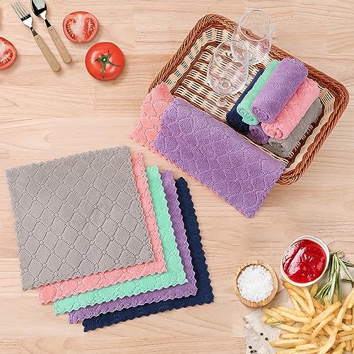 Homaxy 12 Pack Kitchen Dish Cloths(10 x 10 Inches, Grey), Super Soft and Absorbent Coral Velvet Dish Towels, Nonstick Oil Fast Drying Kitchen Cleaning Cloths, Lint Free Household Dishcloths