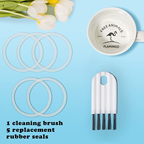 Replacement Rubber Lid Sealing Ring for Owala Water Bottle, 5 Gasket Seal Replacements with Cleaning Brush for Owala FreeSip & Flip Water Bottle, Owala Water Bottle Accessories Parts