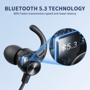 CXK Bluetooth Headphones Wireless Earbuds 52H Playtime Bluetooth 5.3 Neckband Bluetooth Wireless Headphones, IPX7 Waterproof HiFi Deep Bass Earphones with USB-C Fast Charging for Sport Running Gym