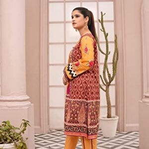 IshDeena Indian Kurtis for Women Indian Style Kurta Tops Pakistani Kurtis for Women Pure Cotton Digital Printed Long Shirts (Large/Mustard & Purple)