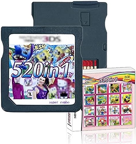 520 in 1 Game Cartridge, Containing 520 Classic Nostalgic Games, DS Game Pack Card Compilations, Suitable for Most DS / 2DS / 3DS Console of Game Consoles