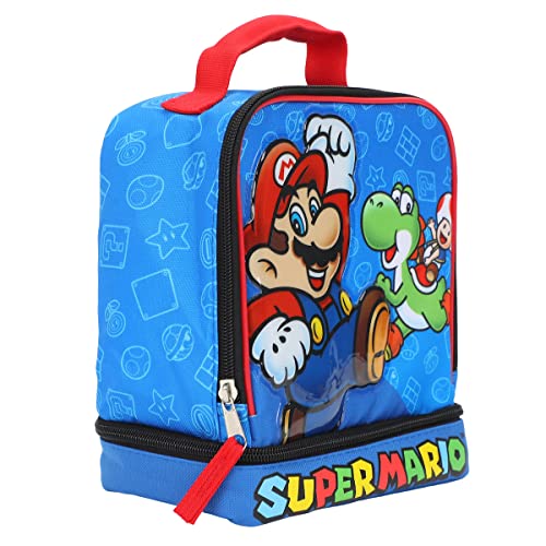 Bioworld Super Mario Bros. Square Double Compartment Insulated Lunch Box