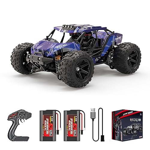 PHOUPHO Remote Control Car 1:16 Scale 45Km/h 4WD RC Car, Drift Off-Road High Speed Remote Control Monster Trcuk with Two Rechargeable Batteries, Hobbyist Grade for Adults, Toy Gift for Boys Girls