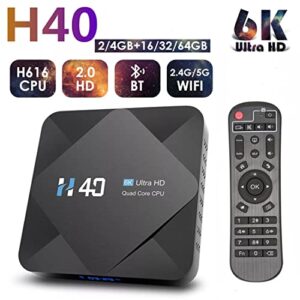 H40 H616 Android 10.0 TV Box, 4GB RAM 64GB ROM, Supports 2.4G/5G Dual Wi-Fi, Support 6K Resolution, BT4.1, USB 2.0, with HDMI Cable and Remote Control