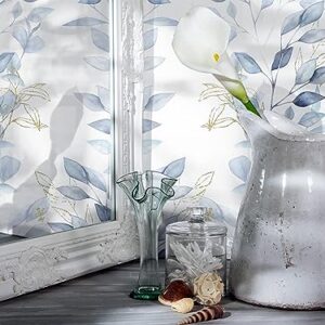 HeloHo 15.35" X 78.7" Green Blue Leaf Wallpaper for Bedroom Peel and Stick Self Adhesive Removable Wallpaper Waterproof Contact Paper for Furniture Living Room Bedroom Decor