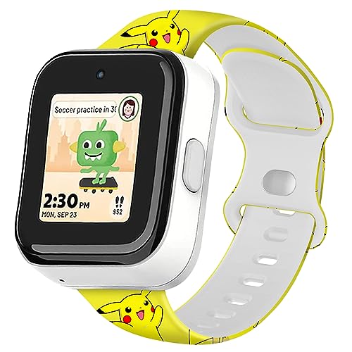 Cute Cartoon Bands Compatible for SyncUP Kids Watch Band, Gabb Watch Bands, Gizmo Watch 3/2/1 Band Replacement, 20mm Chic Pattern Strap Silicone Sport Wristbands for Boys Girls (Yellow)