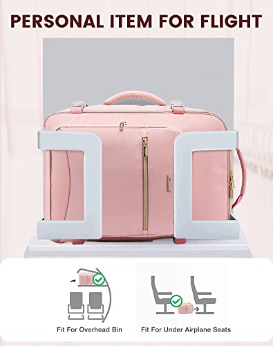 LOVEVOOK Travel Backpack Women, Carry On Backpack as Personal Item Flight Approved, TSA 17.3inch Laptop Backpack with 3 Packing Cubes College Casual Daypack for Weekender Overnight Hiking, Pink