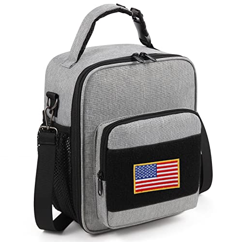 Tactical Small Lunch Box for Women Men, Insulated Lunch Bag for Adults, With Shoulder Strap Reusable Portable Lunch Tote for Work Office,Grey