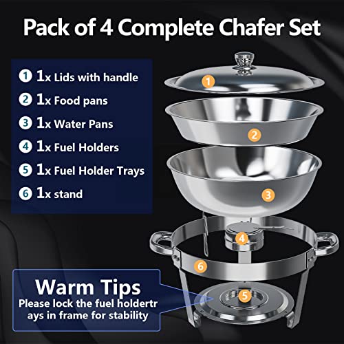 NPOUE Chafing Dish Buffet Set 5 QT Stainless Steel Buffet Servers And Warmers, Chaffing Servers With Covers, Catering, Chafer,Food Warmer For Parties…