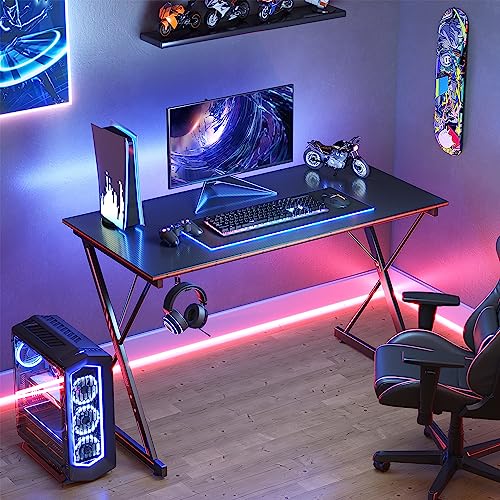 CubiCubi Gaming Desk 32 Inch PC Computer Desk, Home Office Desk Table Gamer Workstation, Simple Game Table, Black