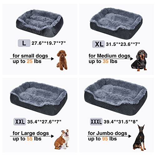 Titwest Dog Beds for Medium Dogs, Soft Fluffy Plush Rectangle Dog Bed, Machine Washable Dog Bed, Warming and Breathable Pet Sofa, Comfortable Orthopedic Dog Bed for Medium Dogs