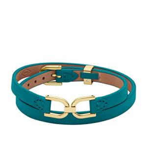 fossil women's heritage d-link blue leather bracelet, color: blue (model: jf04438710)