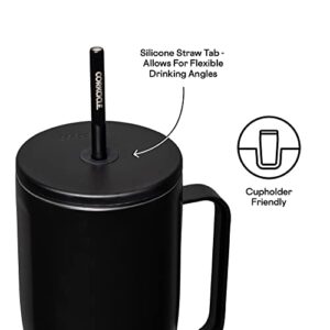 Corkcicle Tumbler With Straw,Lid, and Handle, Reusable Water Bottle, Triple Insulated Stainless Steel Travel Mug, BPA Free, Keeps Beverages Cold for 12 Hours and Hot for 5 Hours, Matte Black, 30 oz