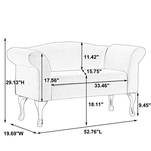 LJMXG 2 Seat Sofa, Couch Lounge Bed with Wooden Legs, Upholstered Linen Fabric Loveseat Sofa & Armrest Chair for Bedroom