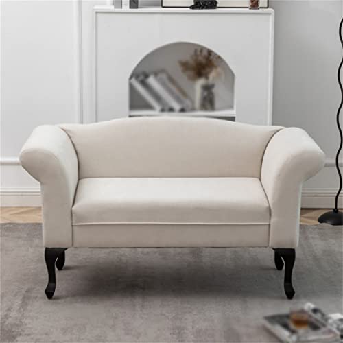 LJMXG 2 Seat Sofa, Couch Lounge Bed with Wooden Legs, Upholstered Linen Fabric Loveseat Sofa & Armrest Chair for Bedroom