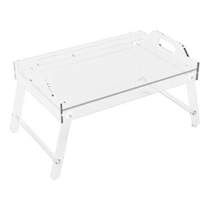 crysfloa folding bed tray laptop table with folding legs acrylic bed tray table with handles breakfast food tray with media slot serving tray for bedroom living room birthday wedding school