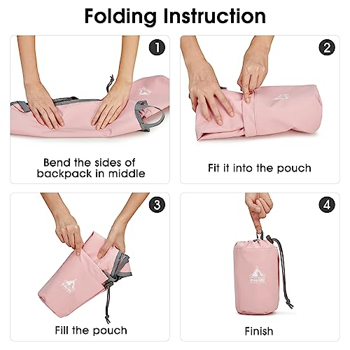 G4Free 10L Hiking Backpack, Lightweight Small Hiking Daypack Outdoor Travel Foldable Shoulder Bag, Pink