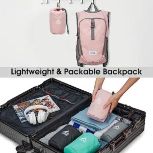 G4Free 10L Hiking Backpack, Lightweight Small Hiking Daypack Outdoor Travel Foldable Shoulder Bag, Pink