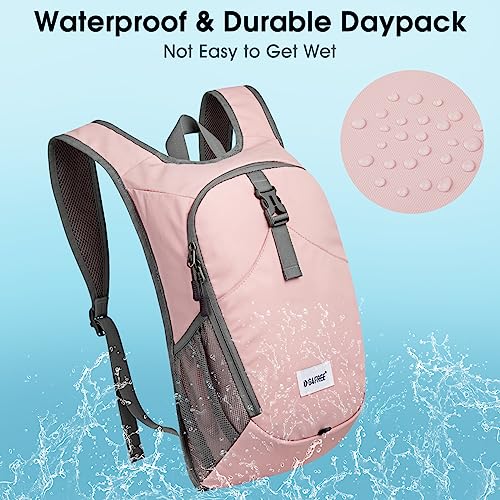 G4Free 10L Hiking Backpack, Lightweight Small Hiking Daypack Outdoor Travel Foldable Shoulder Bag, Pink