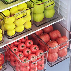 FORUP Plastic Clear Storage Bins with Lids, Kitchen Pantry Organization, Fridge Organizer, Stackable Food Storage Bin, 4 Pack