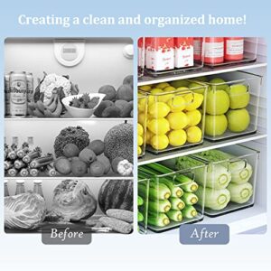 FORUP Plastic Clear Storage Bins with Lids, Kitchen Pantry Organization, Fridge Organizer, Stackable Food Storage Bin, 4 Pack