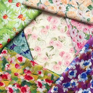 levylisa 7 Pieces 18 x 22 Inches Cotton Fabric Square Fabric Craft Fabric Scraps Cotton Quilting Oil Painting Fabric Bundles Patchwork for Kids DIY Craft Sewing Clothing