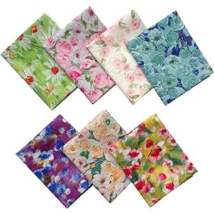 levylisa 7 Pieces 18 x 22 Inches Cotton Fabric Square Fabric Craft Fabric Scraps Cotton Quilting Oil Painting Fabric Bundles Patchwork for Kids DIY Craft Sewing Clothing