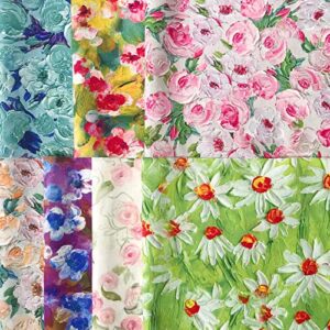 levylisa 7 Pieces 18 x 22 Inches Cotton Fabric Square Fabric Craft Fabric Scraps Cotton Quilting Oil Painting Fabric Bundles Patchwork for Kids DIY Craft Sewing Clothing