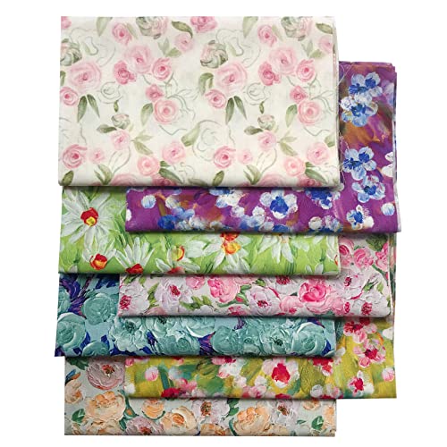 levylisa 7 Pieces 18 x 22 Inches Cotton Fabric Square Fabric Craft Fabric Scraps Cotton Quilting Oil Painting Fabric Bundles Patchwork for Kids DIY Craft Sewing Clothing