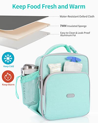 Amersun Kids Lunch Box with 8MM Insulated sponge & Multi-pocket & Water Bottle Holder, Keep Food Warm Cold School Lunch Bag for Kids Teen Girls Boys,Lunch Tote Bag for Children,Light Blue New