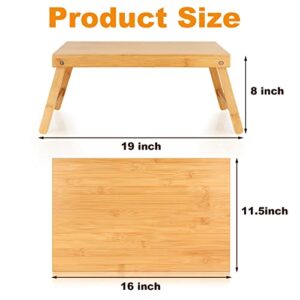 3 Pieces Wooden Lap Desk for Bed Bamboo Acacia Table Bed Tray Bed Laptop Desk with Folding Legs Eating Serving Laptop Computer Table Tray for Bedroom Writing Working Studying Drawing (Bamboo)