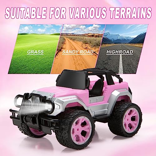 Carox Remote Control Car for Girls, Pink RC Car with Doll and Sticker for Ages 4-10 Years Old Girls, 80 mins with Rechargeable Battery, 1:16 Scale 2.4Ghz, Birthday for Grils,OX11S