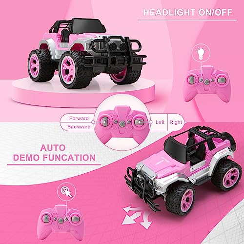 Carox Remote Control Car for Girls, Pink RC Car with Doll and Sticker for Ages 4-10 Years Old Girls, 80 mins with Rechargeable Battery, 1:16 Scale 2.4Ghz, Birthday for Grils,OX11S