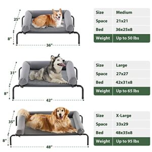 RRPETHOME Large Elevated Cooling Dog Bed,Raised Dog Cots Beds for Large Dogs,Outdoor Dog Bed for Large Dogs,Chew Proof Portable Cooling Pet Cot Skid-Resistant Feet,Frame with Breathable Mesh